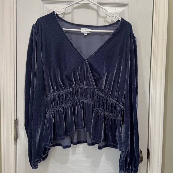 True Craft | Tops | True Craft Blue Smocked Wrap Blouse With Long ...